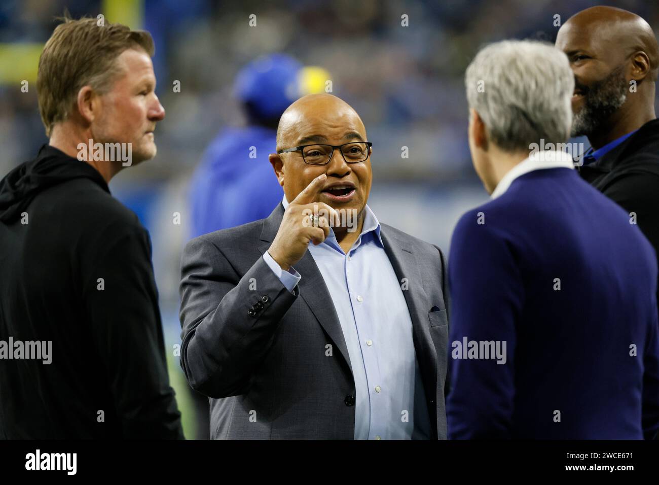 NBC NFL football announcer Mike Tirico before an NFL wild-card playoff ... NBC NFL football announcer Mike Tirico before an NFL wild-card playoff ...