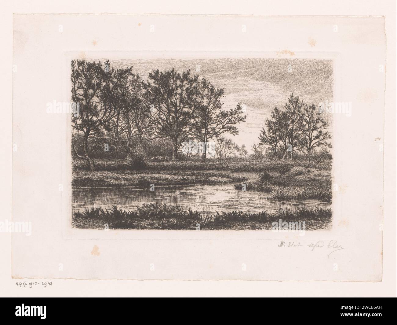 Swamp landscape with trees, Alfred Elsen, 1860 - 1910 print paper ...