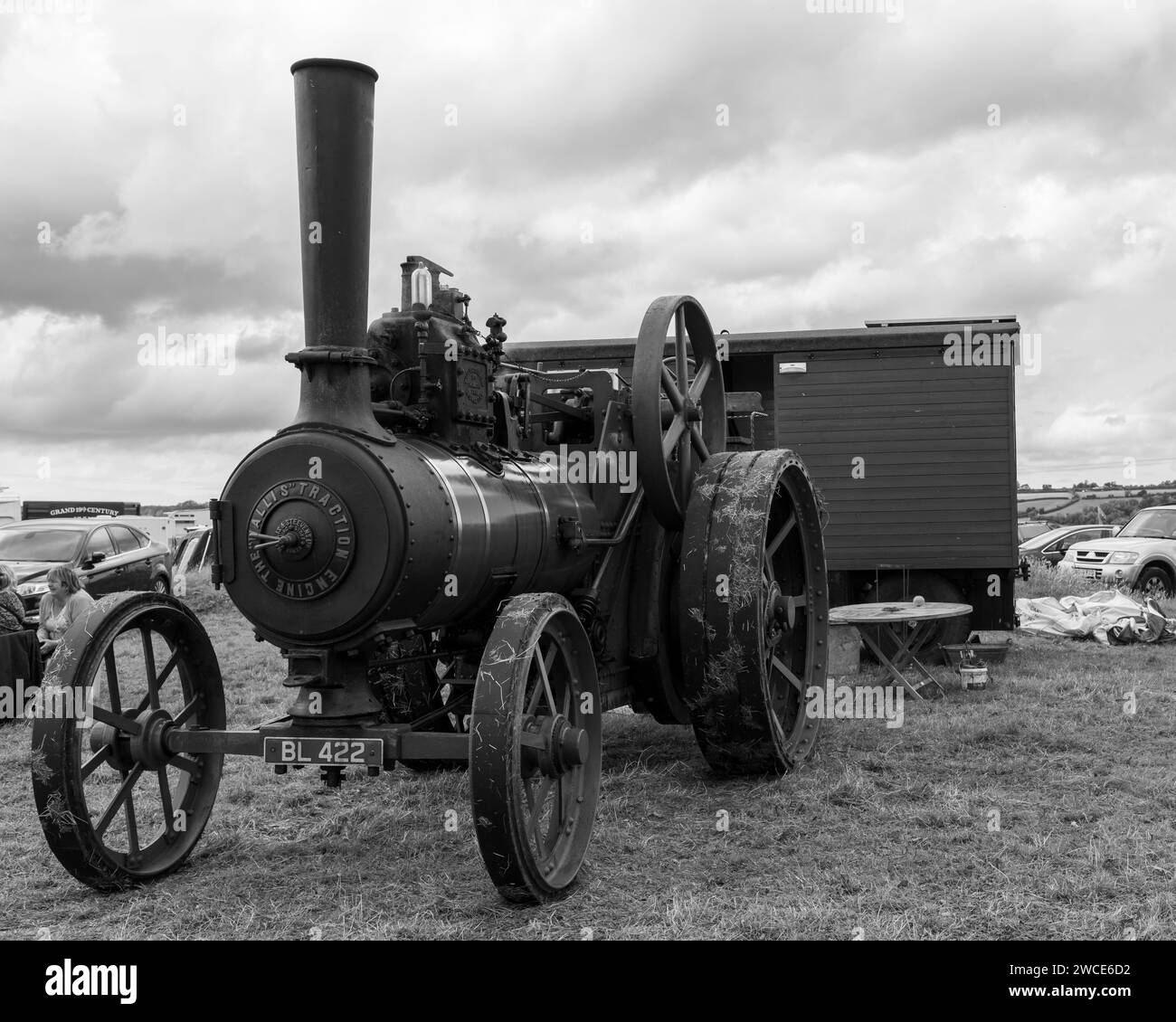 Powered by a steam traction engine Black and White Stock Photos ...