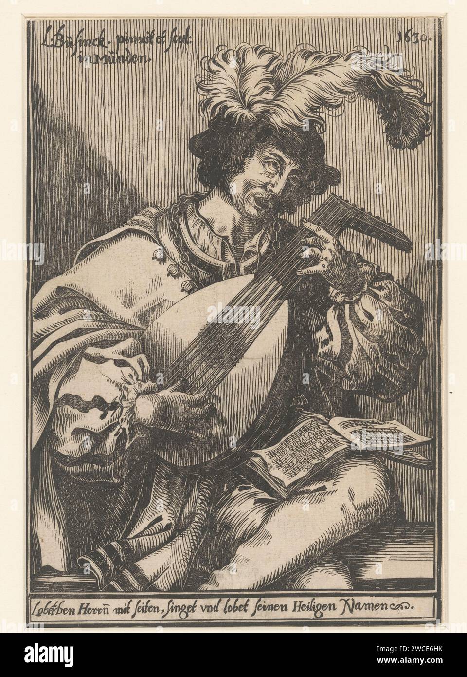 Luitspeler, Ludwig Büsinck, 1630 print paper lute, and special forms of ...