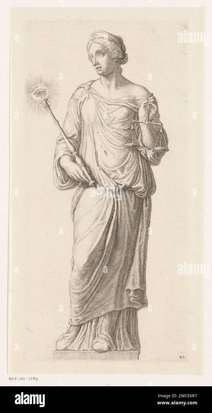 Image of Justitia (Justice) on the front of the Town Hall on Dam Square ...