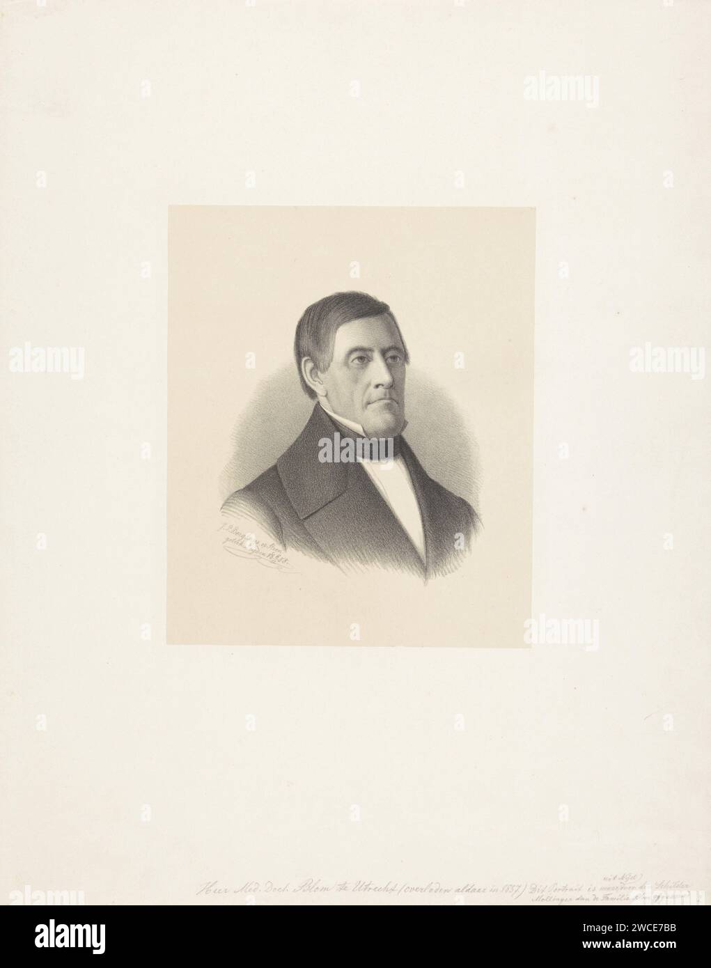 PortraT van J. C. Blom, Johann Peter Berghaus, 1858 print The portrayed ...