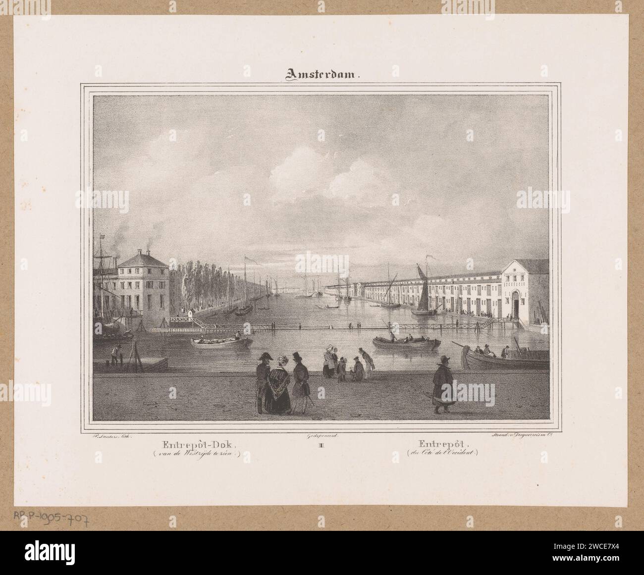 View of the Entrepotdok, Paulus Lauters, 1827 - 1875 print paper city ...