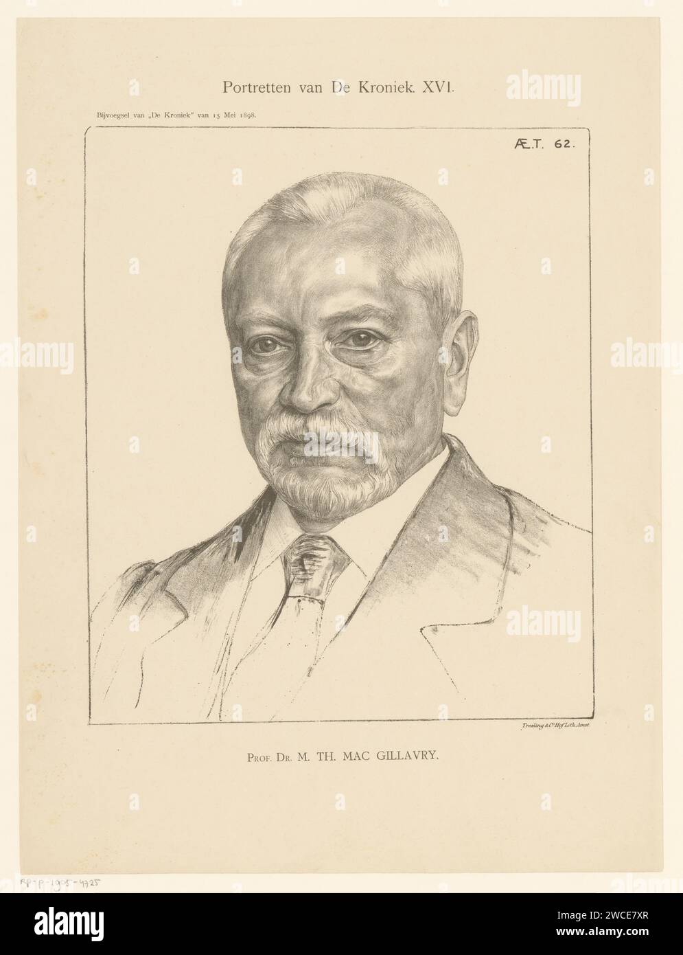 Portrait of Theodorus Hendrik Mac Gillavry, Jan Veth, 1898 print Amsterdam paper historical ...