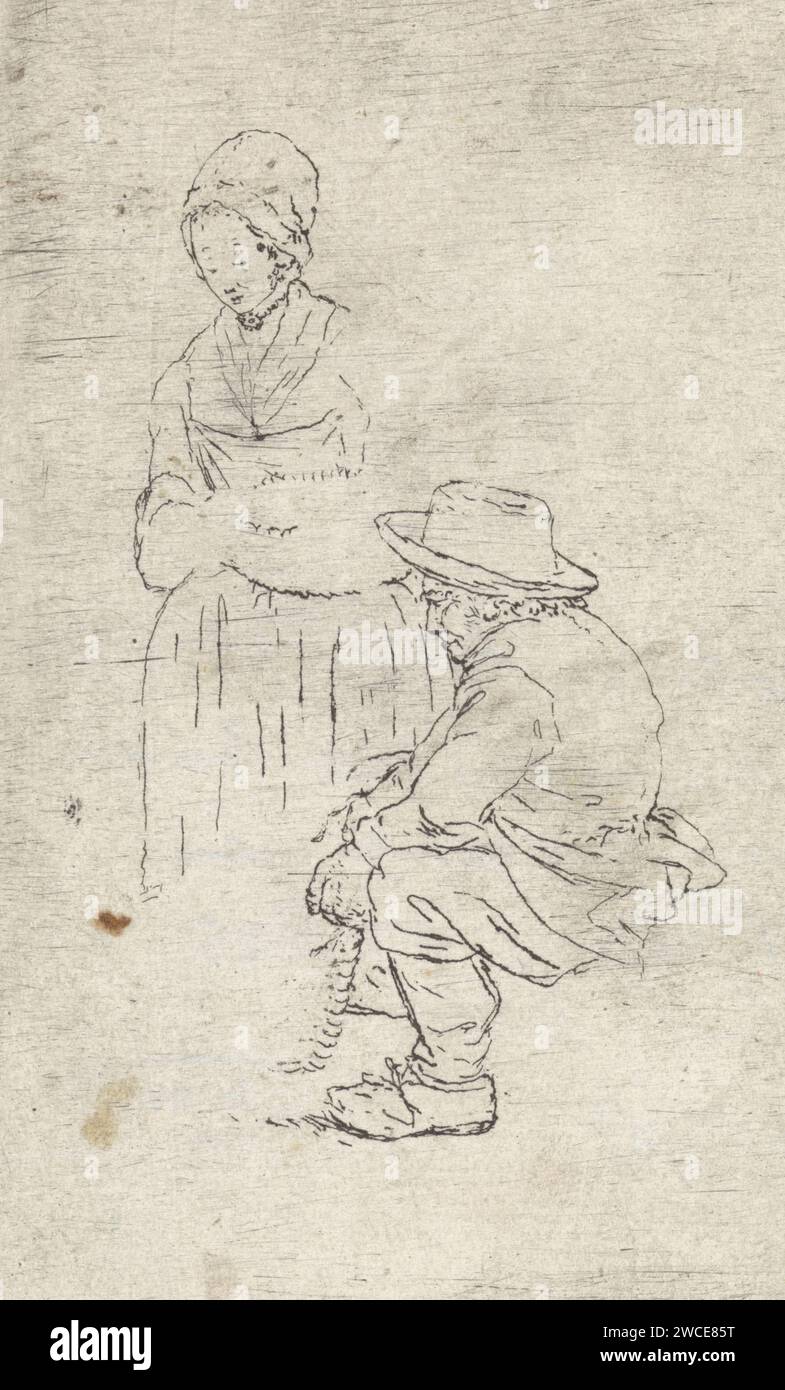 Boer and Boerin, Johannes Janson (Possible), 1739 - 1851 print A ...