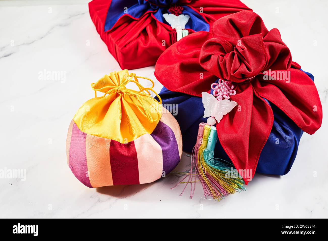 Happy Seollal, Korean New Year. Korean traditional wrapping decorated ...