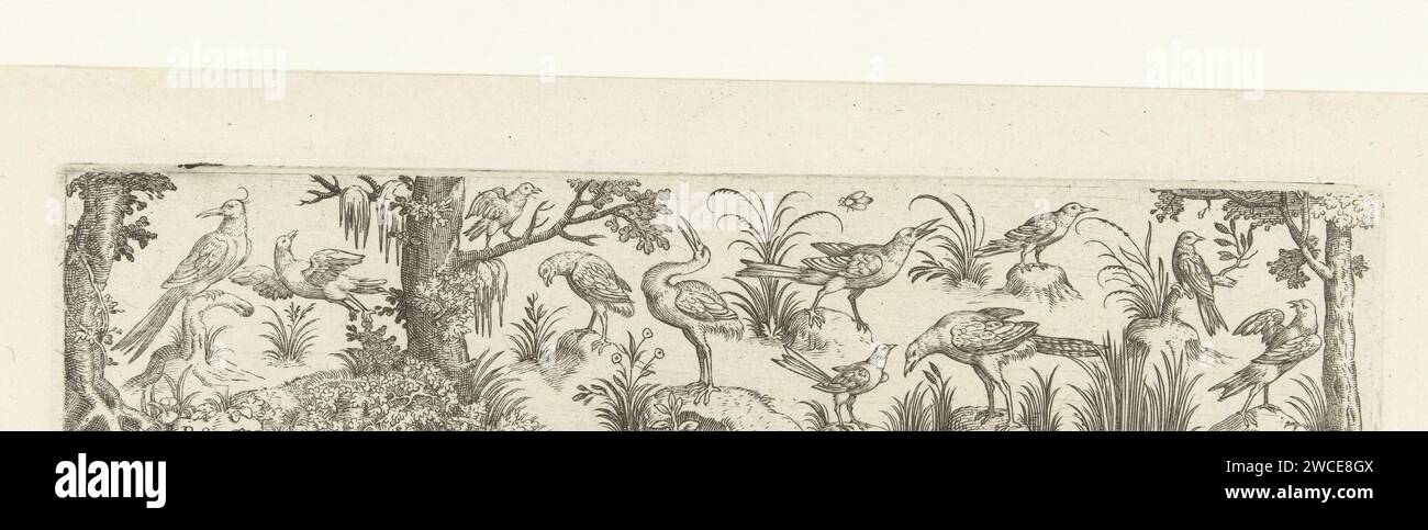 Frisian with eleven birds, on both ends is a tree, Pieter Serwouters ...