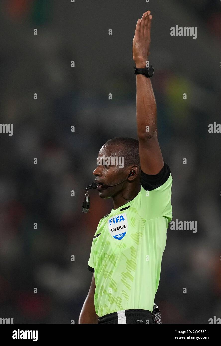Referee Issa Sy blows his whistle during the African Cup of Nations ...