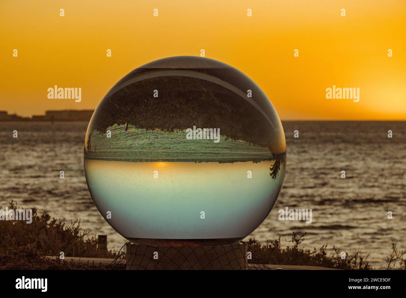 A mesmerizing spherical object filled with crystal clear water ...