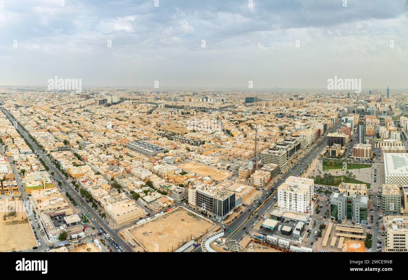 Aerial large panorama of downtown and outskirts of Riyadh city, Al Riyadh, Saudi Arabia Stock ...