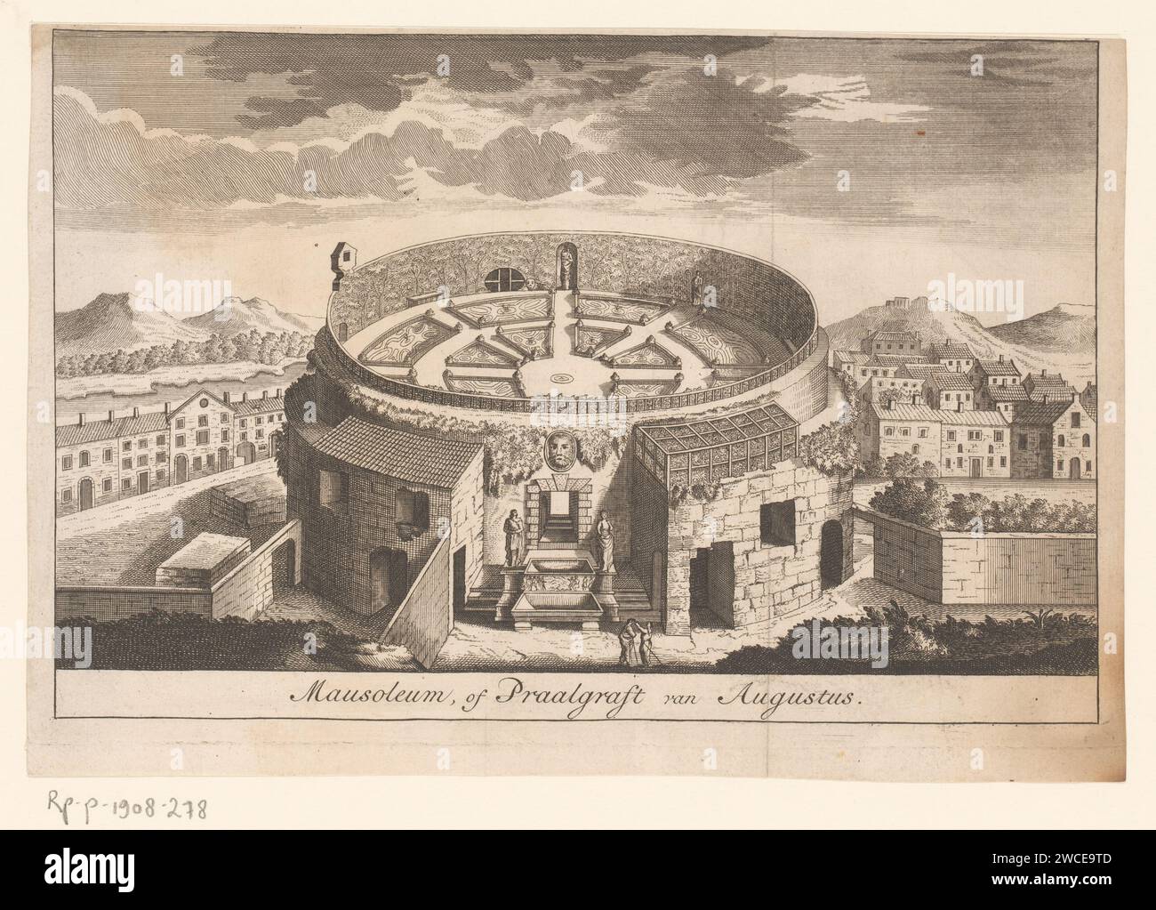 View of the Mausoleum of Augustus, Anonymous, 1600 - 1699 print paper ...