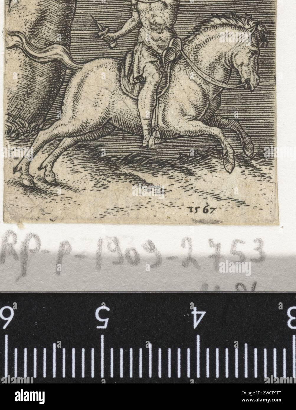 Roman rider on horseback, Abraham de Bruyn, 1567 print A Roman soldier ...
