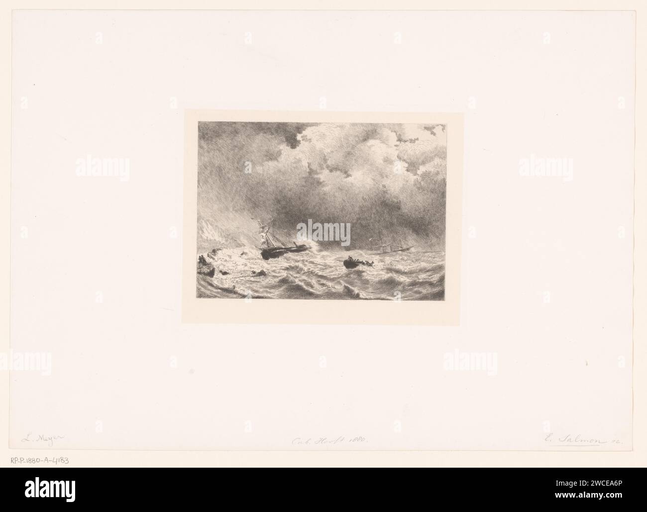 Seascape with shipwreck, Emile Frédéric Salmon, After Louis Meijer ...