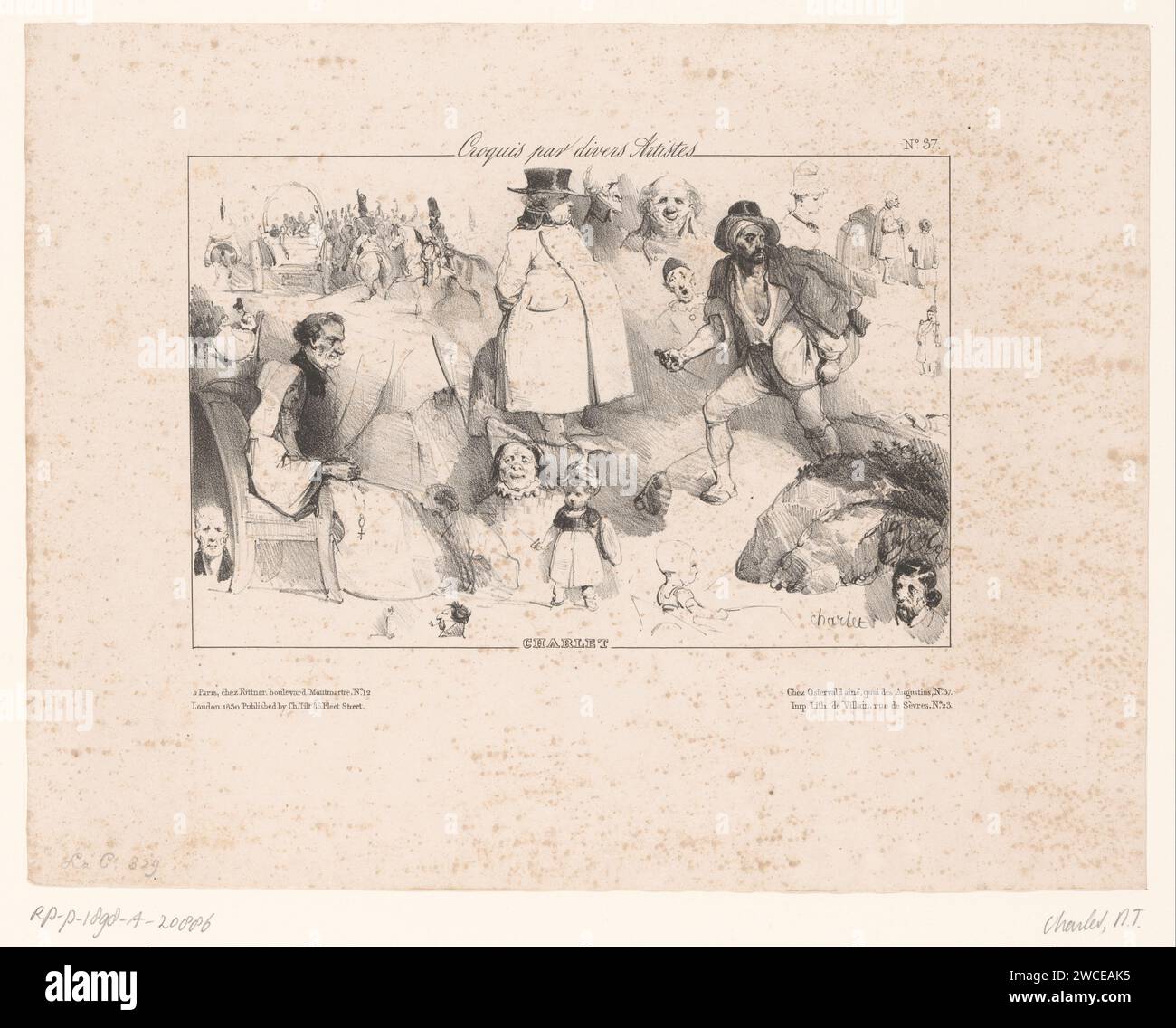 Sketch magazine with various figures and animals, Nicolas Toussaint ...