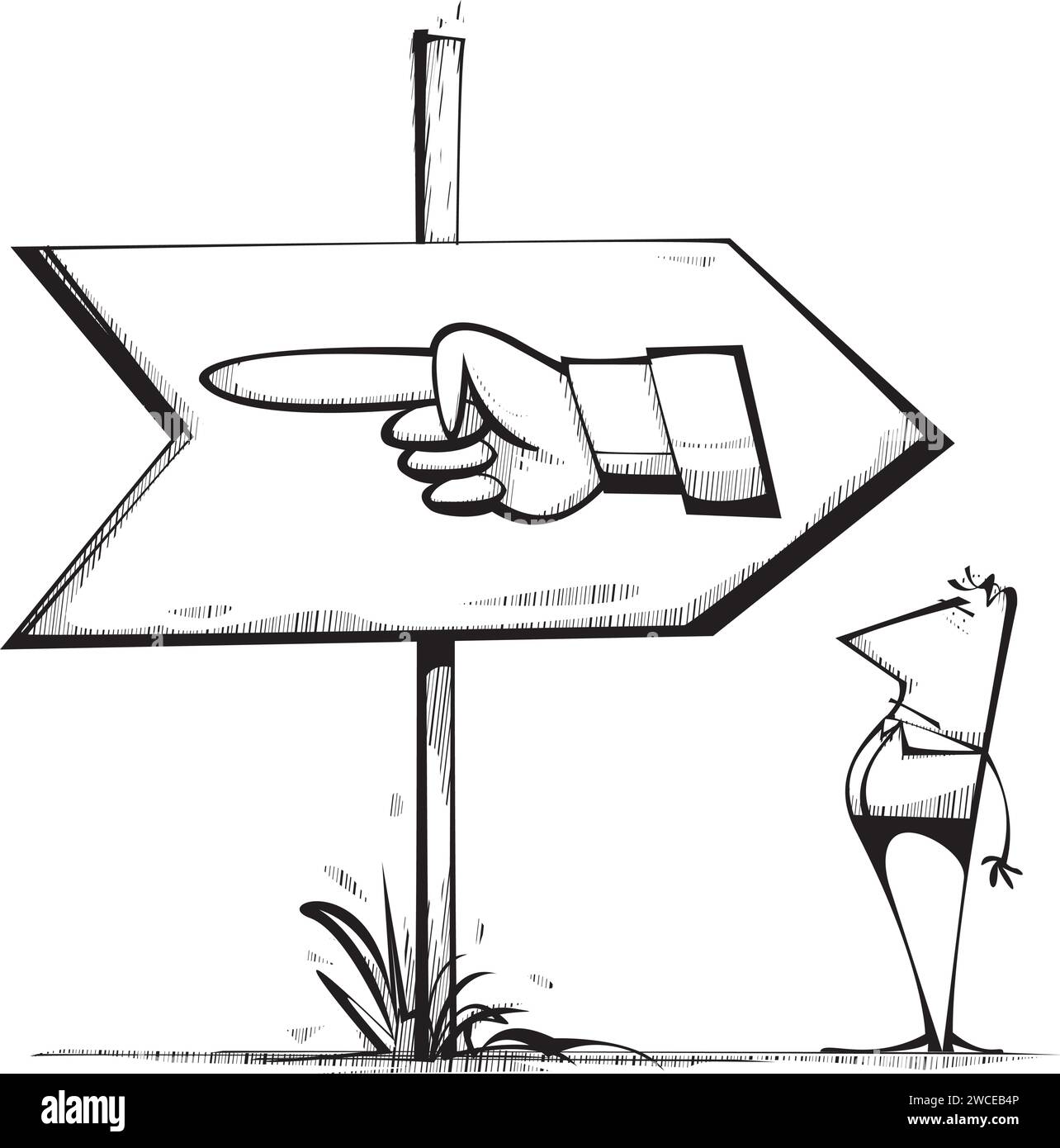 Cartoon man pointing way hi-res stock photography and images - Alamy