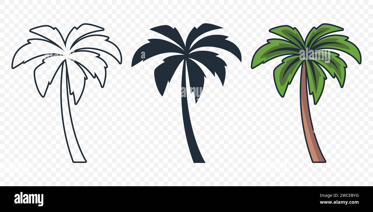 Vector Palm Trees, Palm Tree Icon Set Isolated. Design Template for ...