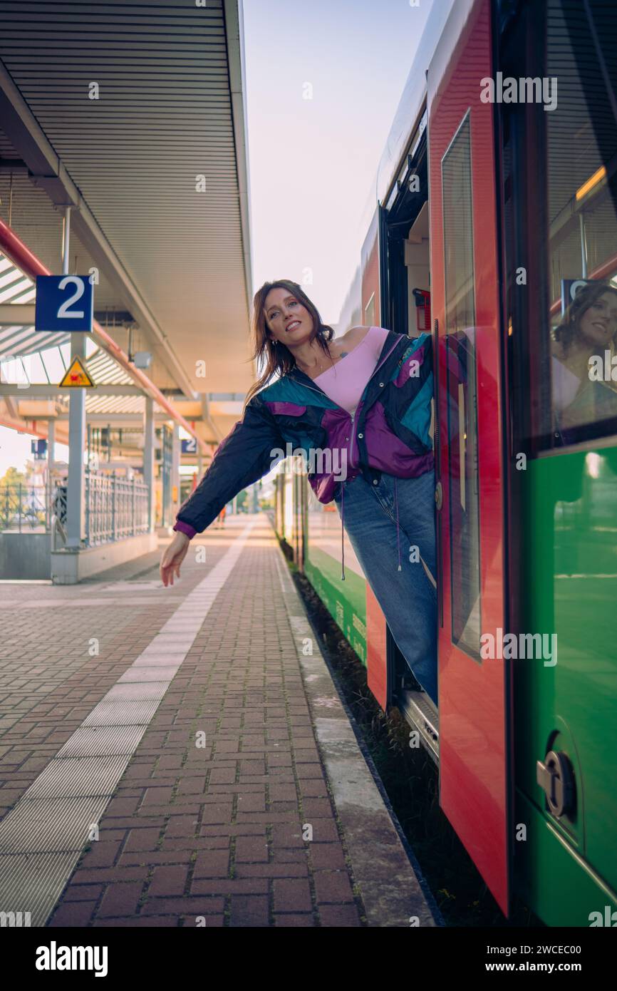 Businessman running for train hi-res stock photography and images - Alamy