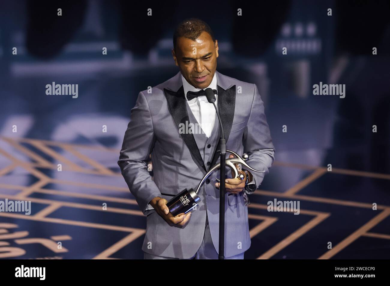 Cafu holds the FIFA Fair Play Award on behalf of the Brazil Men's ...