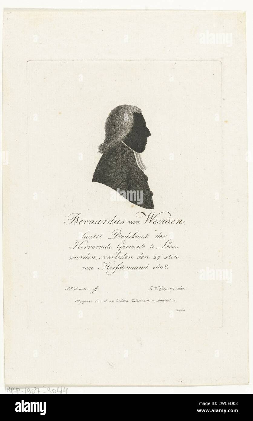 Silhouette portrait by Bernardus van Weemen, Jan Willem Caspari, After ...