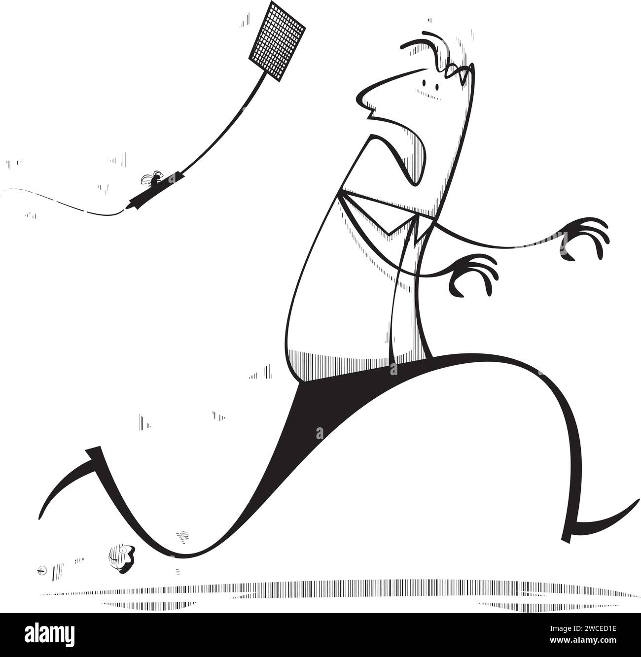 Man being chased by fly with swatter Stock Vector Image & Art - Alamy