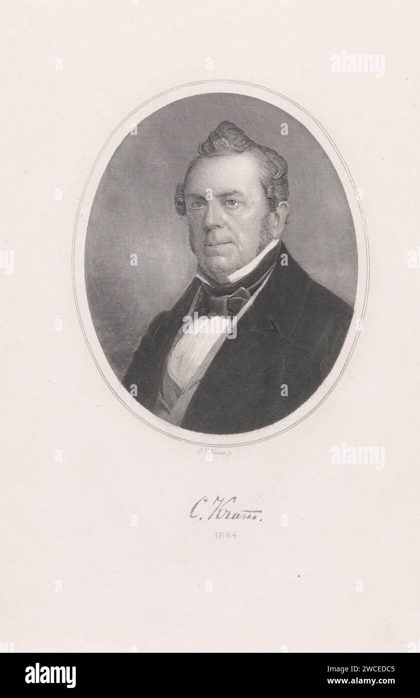 Portrait of Christiaan Kramm, Johann Wilhelm Kaiser (I), 1864 print ...