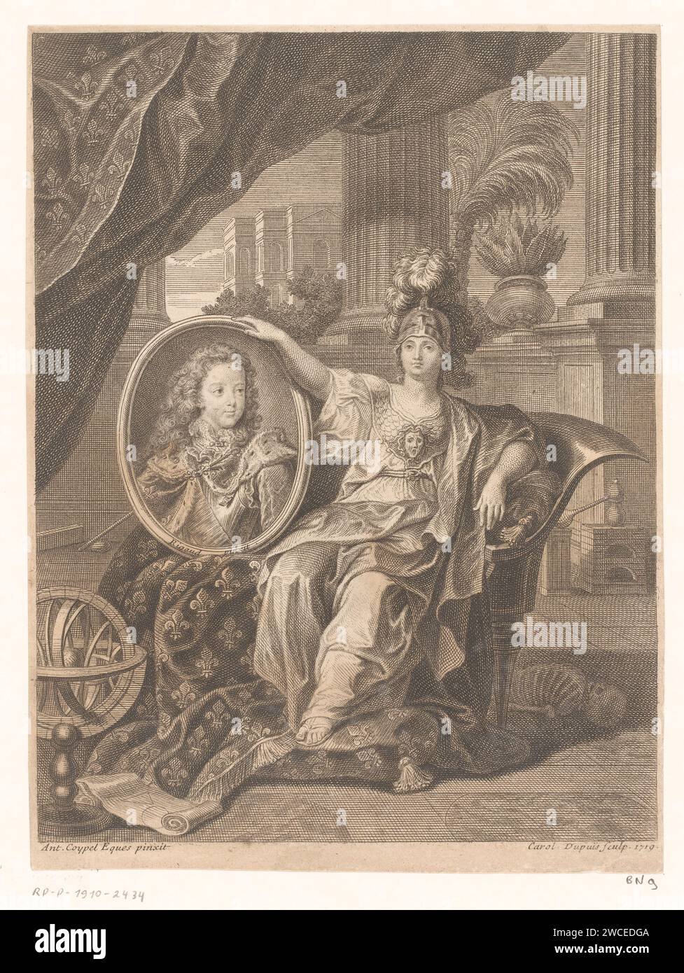 Minerva with the portrait of the young Louis XV of France, Charles ...