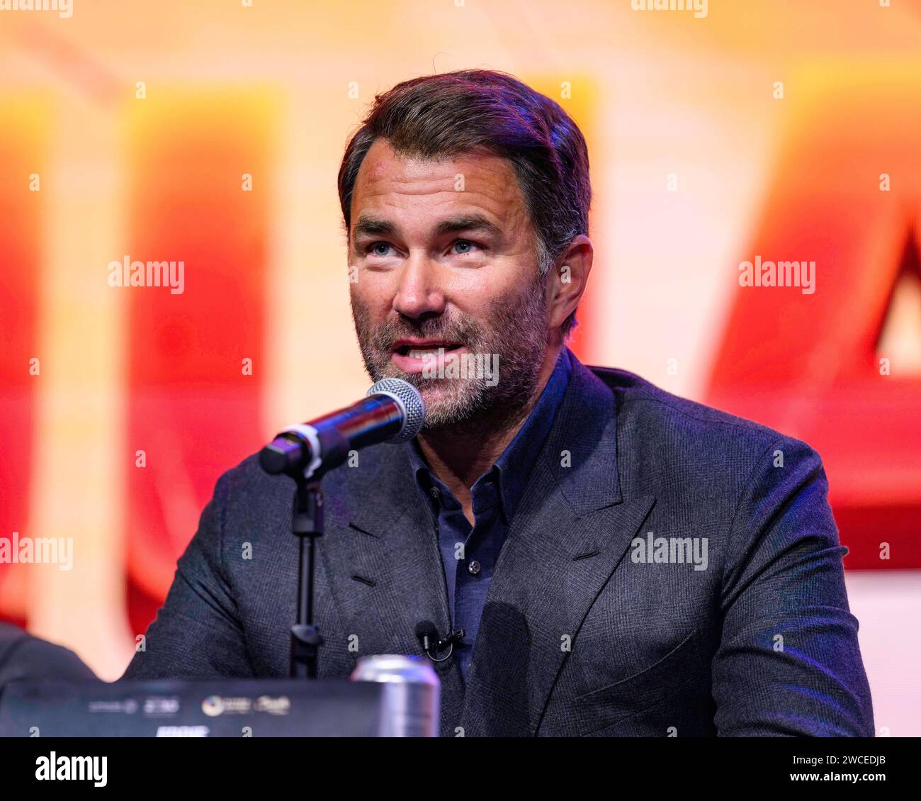 LONDON, UNITED KINGDOM. 15 Jan, 2024. Eddie Hearn of Matchroom Boxing ...