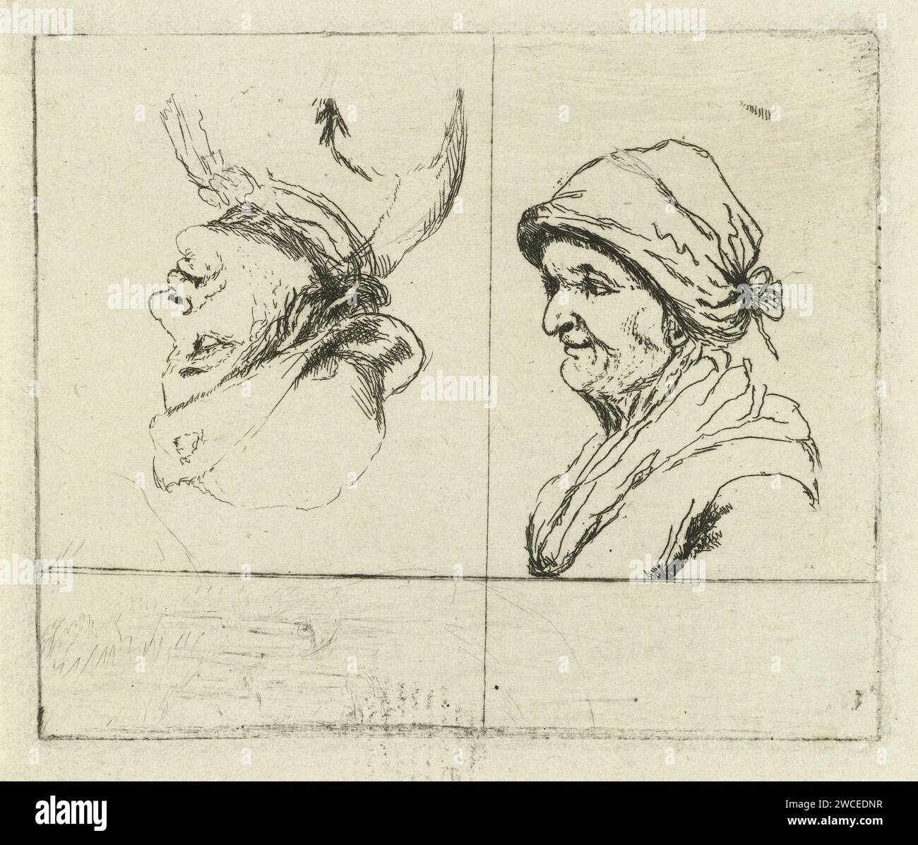 Study sheet with two portrait busts, Marie Lambertine Coclers, 1776 ...