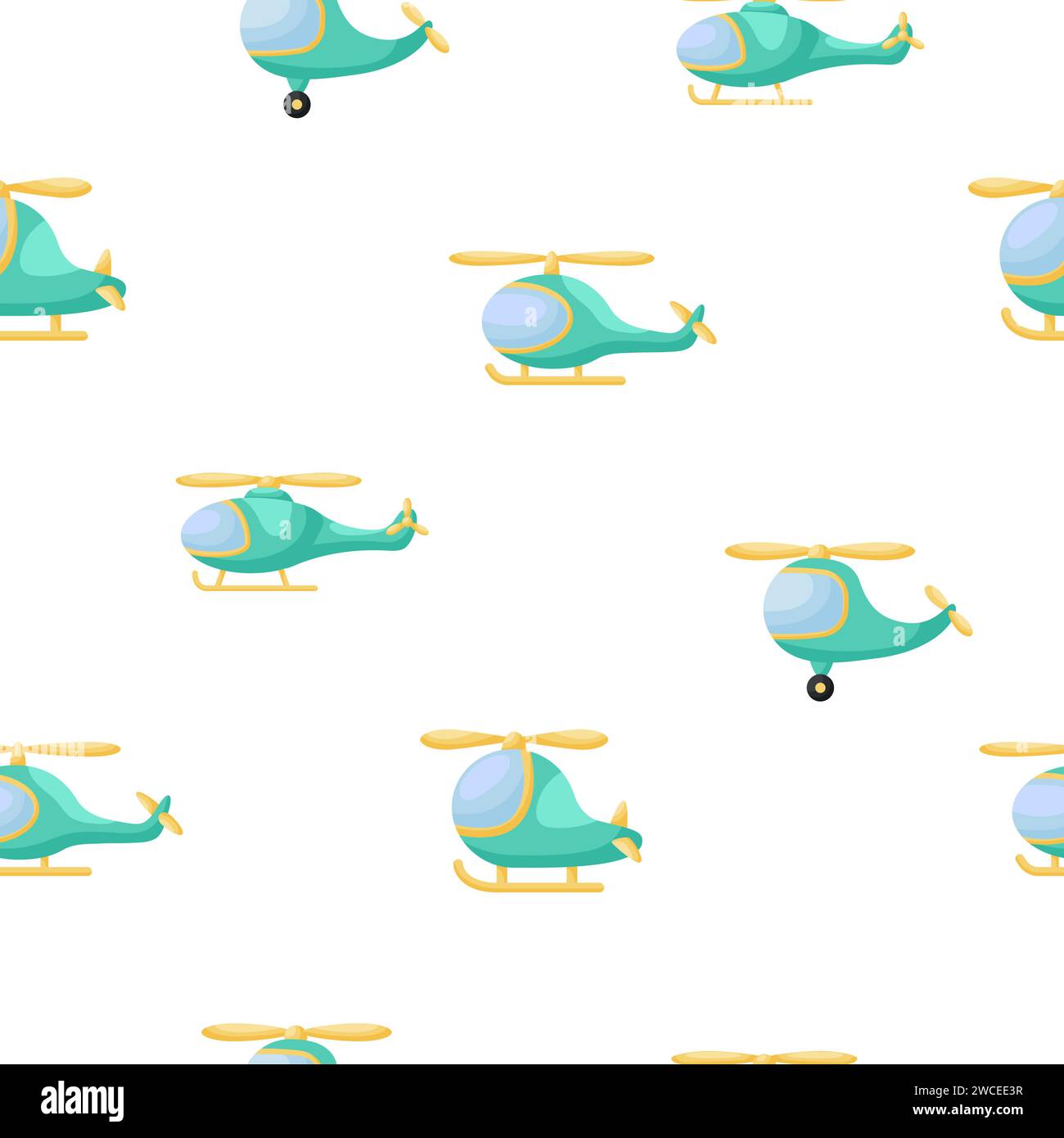 Cute children's seamless pattern with green hellicopters. Creative kids ...