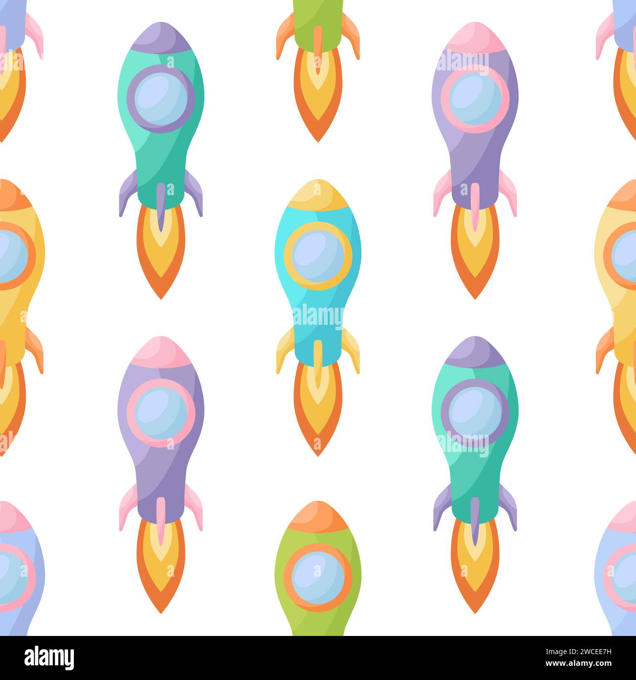 Cute children's seamless pattern with rockets. Creative kids texture ...