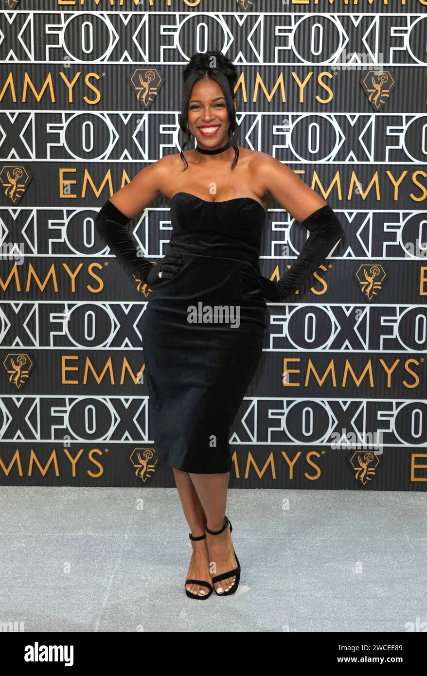 Janine Rubenstein poses for a Red Carpet portrait at the 75th Emmy ...