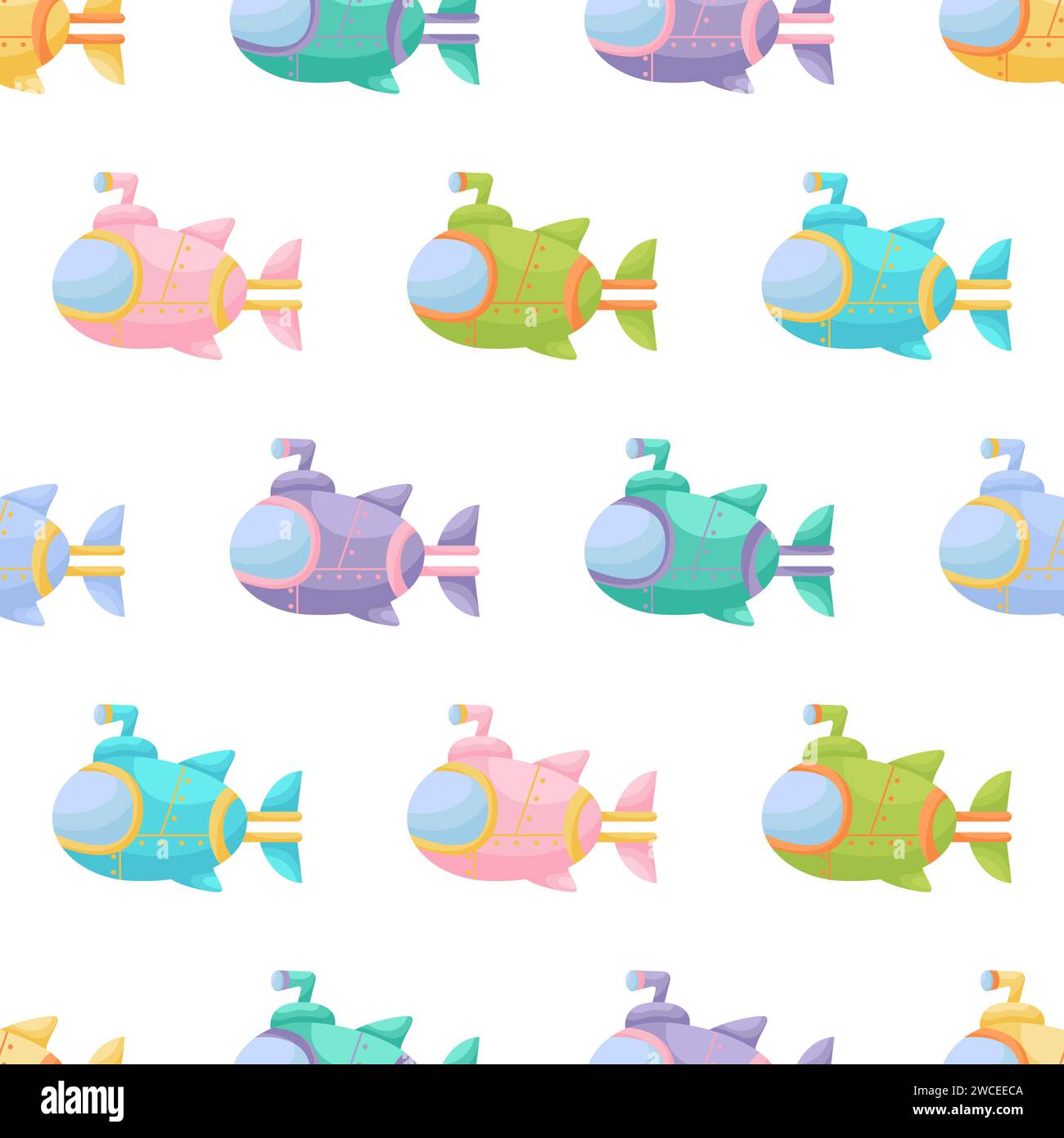 Cute children's seamless pattern with submarines. Creative kids texture ...