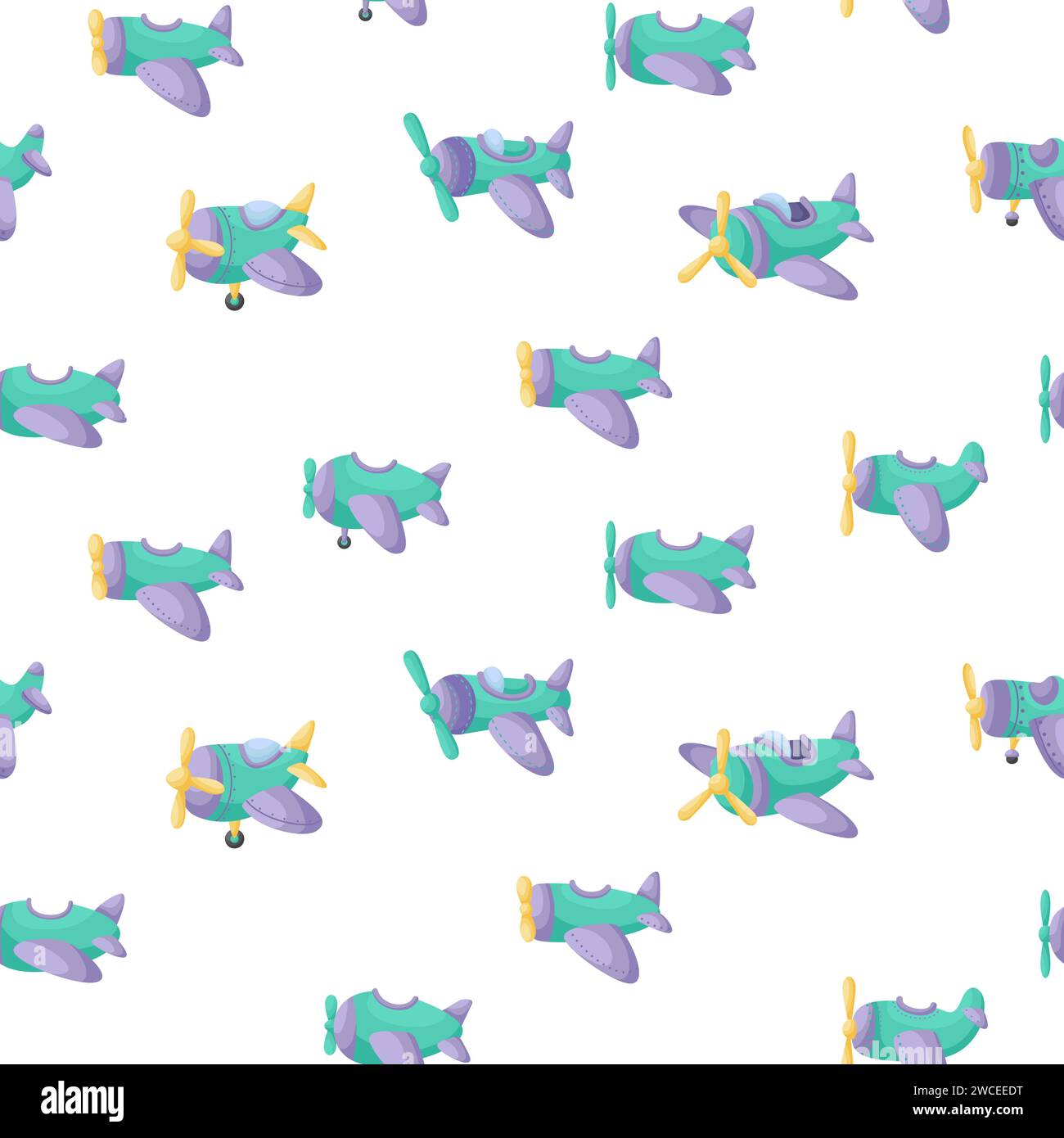 Cute children's seamless pattern with green planes. Creative kids ...