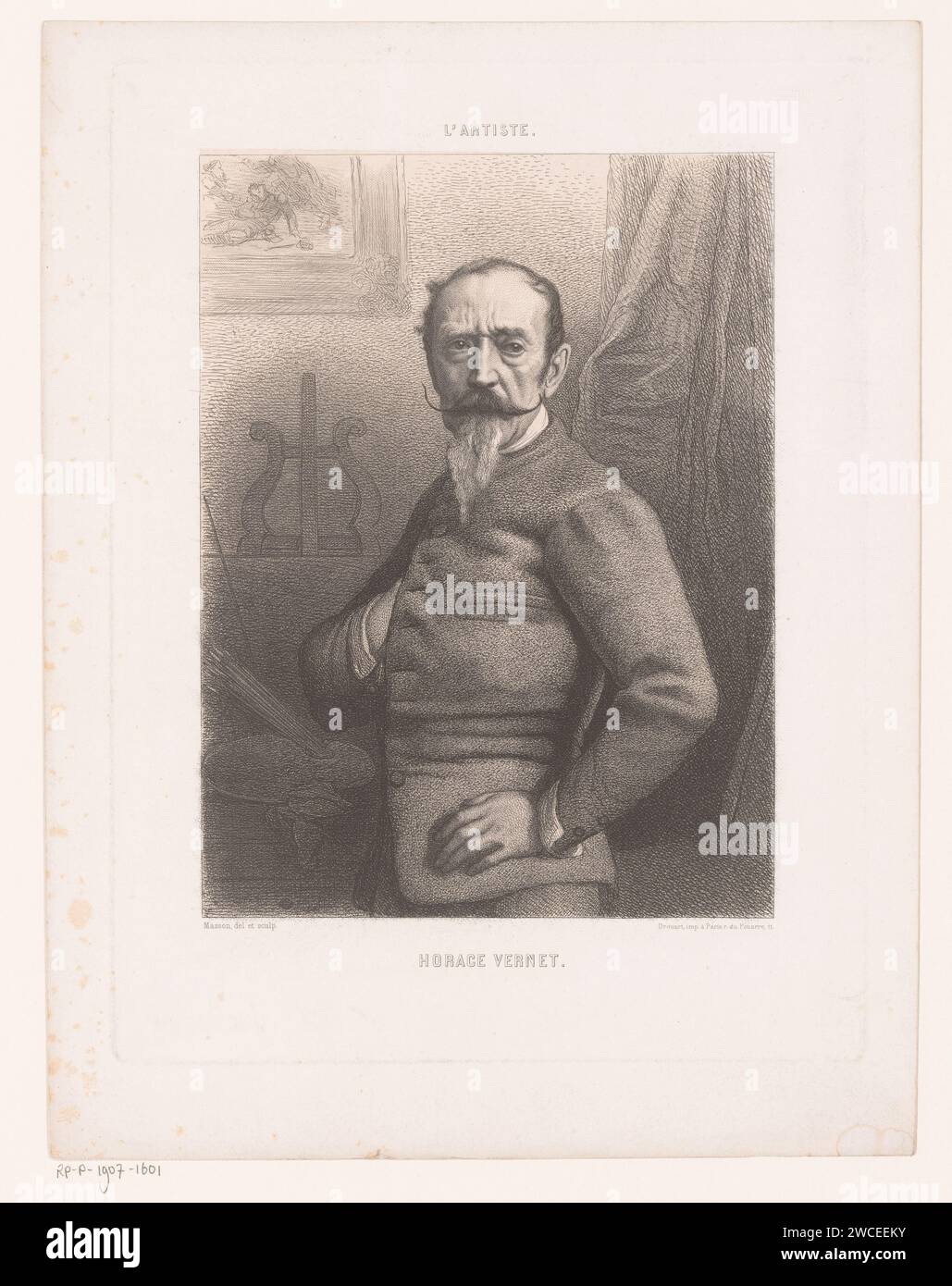 Portrait of Horace Vernet, Alphonse Charles Masson, 1849 - 1898 print ...