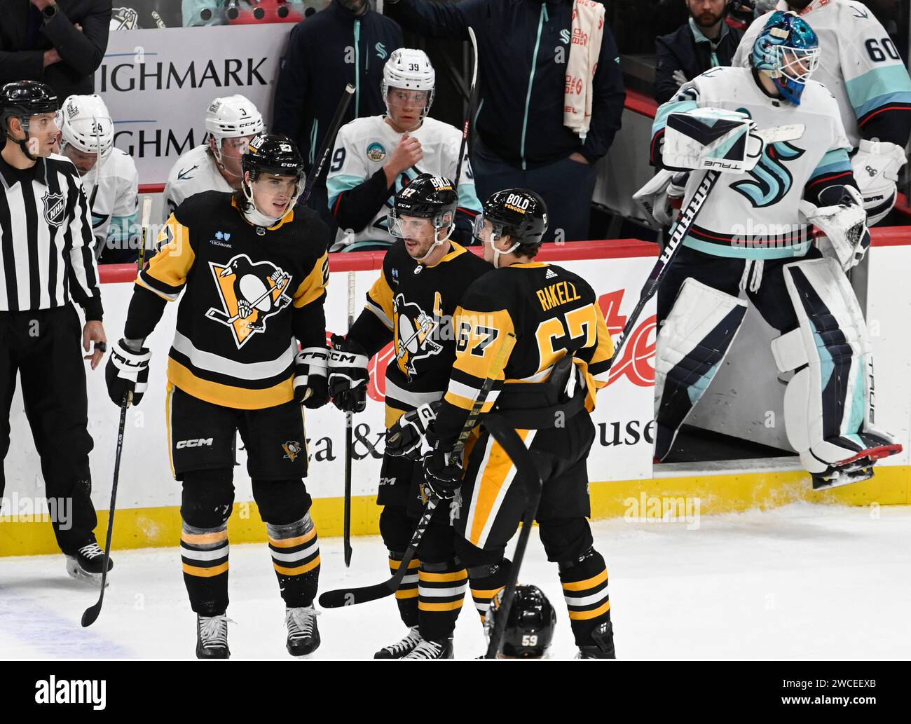 Pittsburgh, United States. 15th Jan, 2024. Seattle Kraken goaltender ...