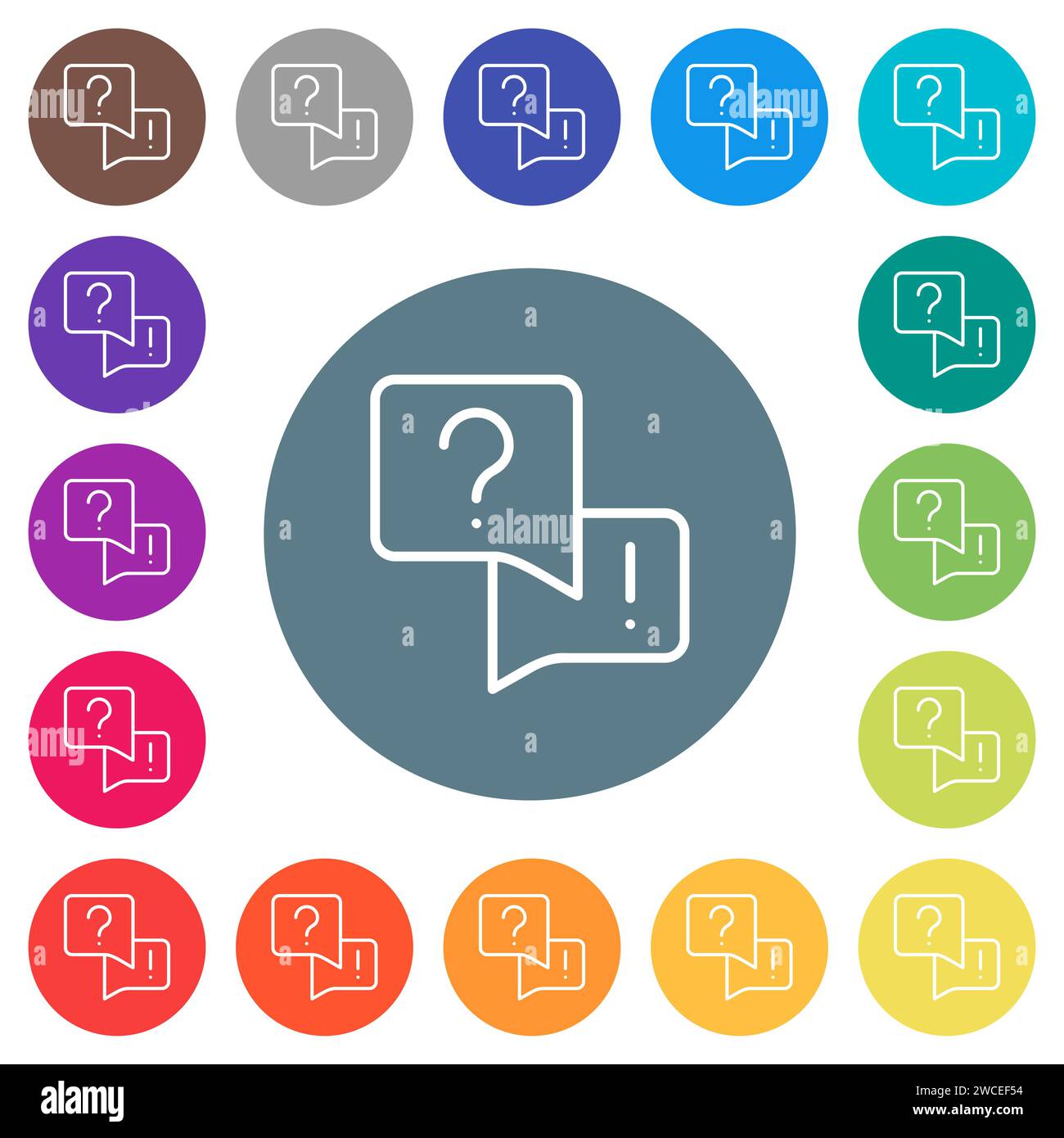 Frequently asked questions outline flat white icons on round color ...