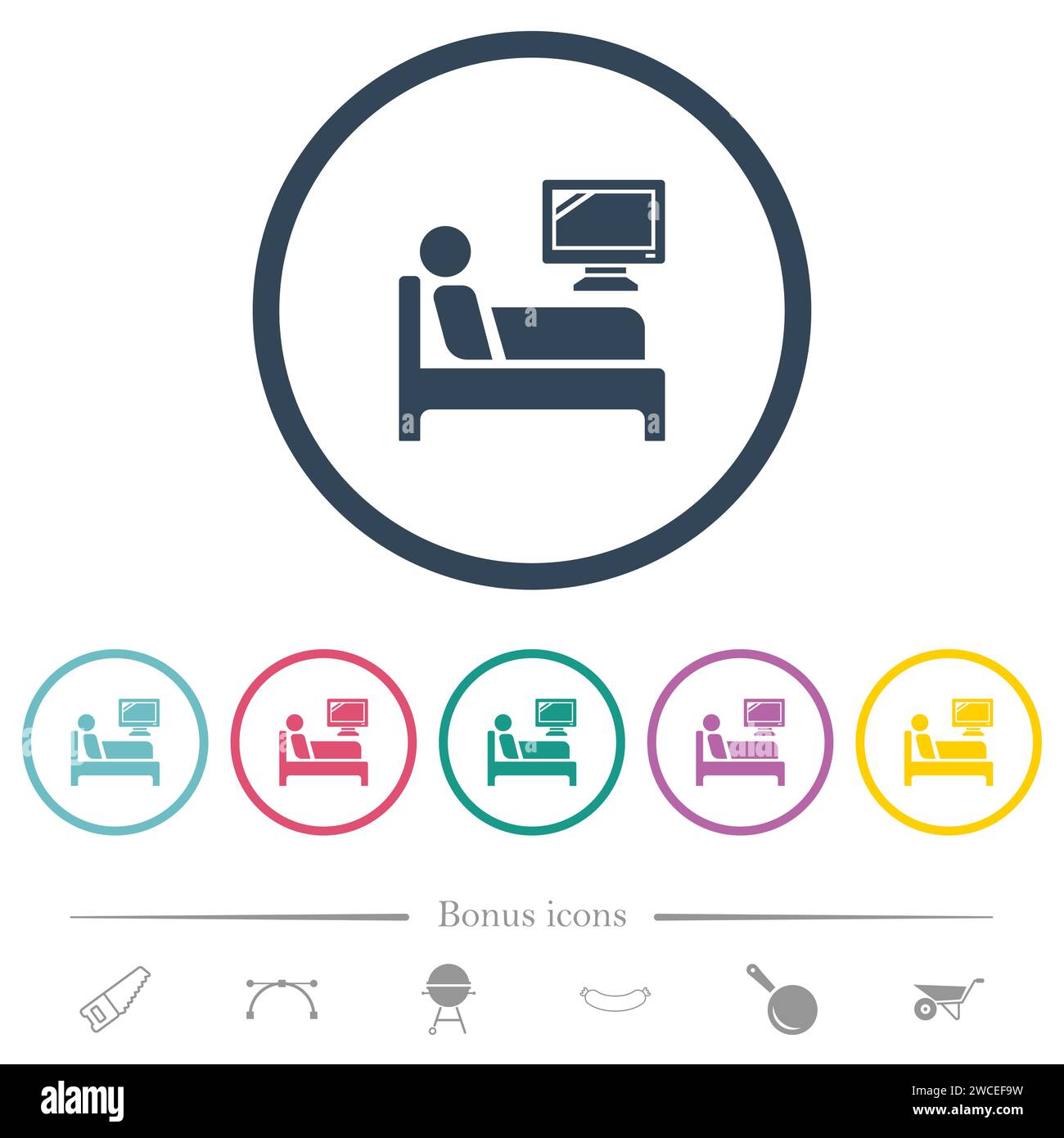 Hospital Ward Flat Color Icons In Round Outlines 6 Bonus Icons Included Stock Vector Image