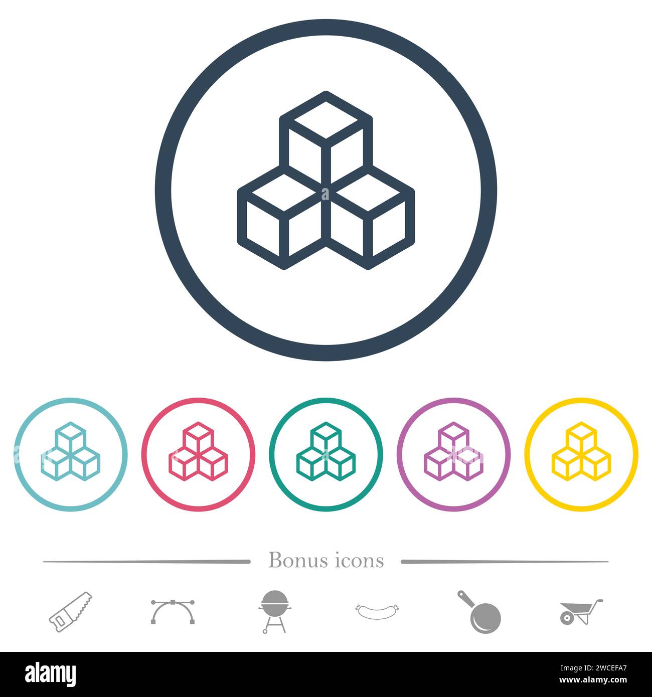 Blockchain outline flat color icons in round outlines. 6 bonus icons ...