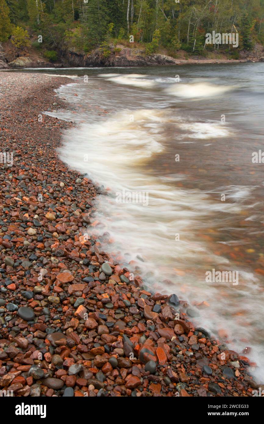 Lake Superior beach, Temperance River State Park, Minnesota Stock Photo ...