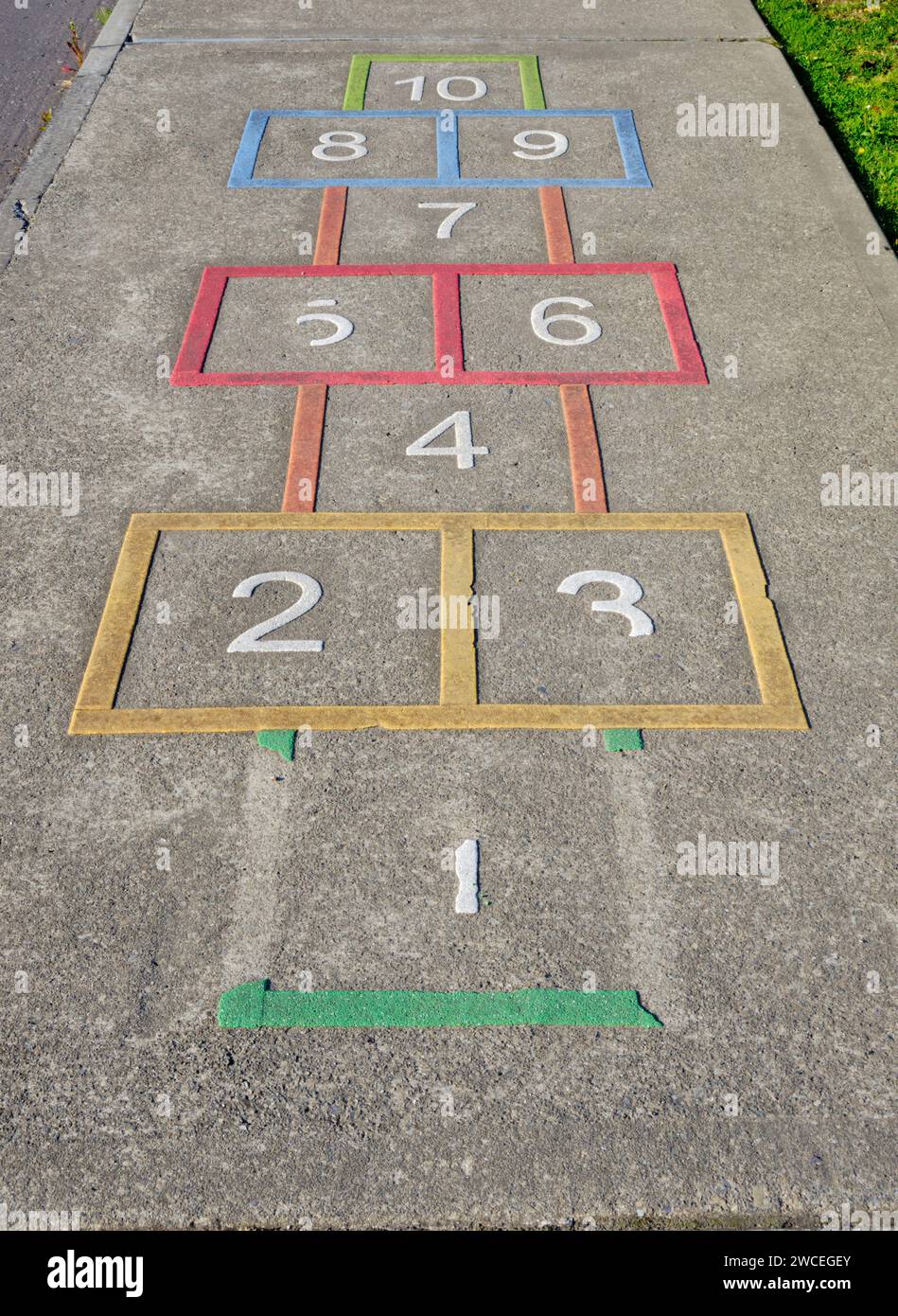hopscotch playground with tape of squares starting to peel off Stock ...