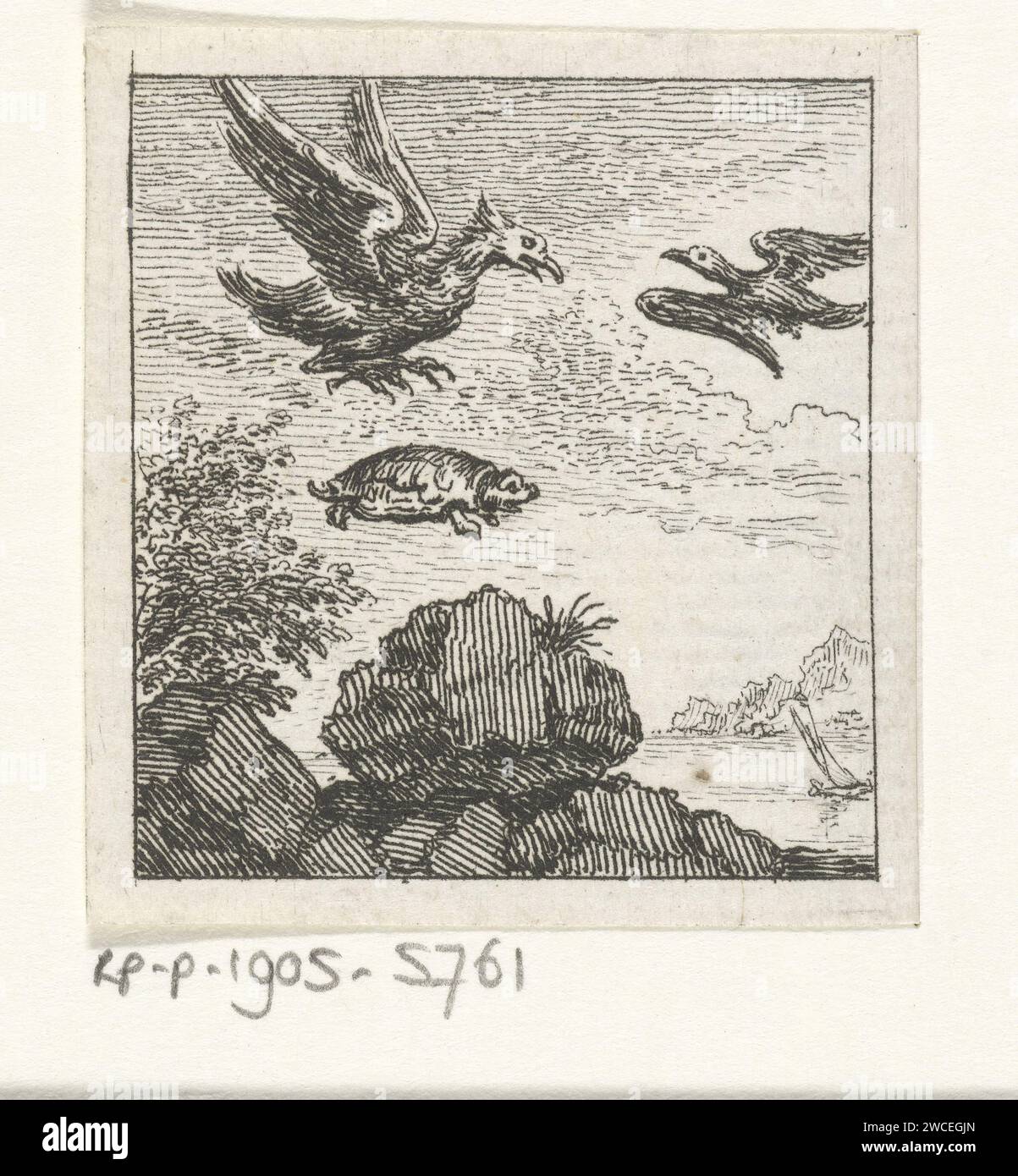 Fabel of the Arend, De Kraai and De Turtpad, Simon Fokke, 1769 print An ...