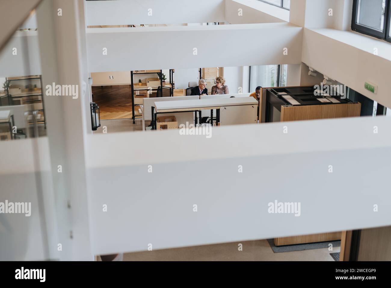 Cross generational business team discussing project solutions in modern ...