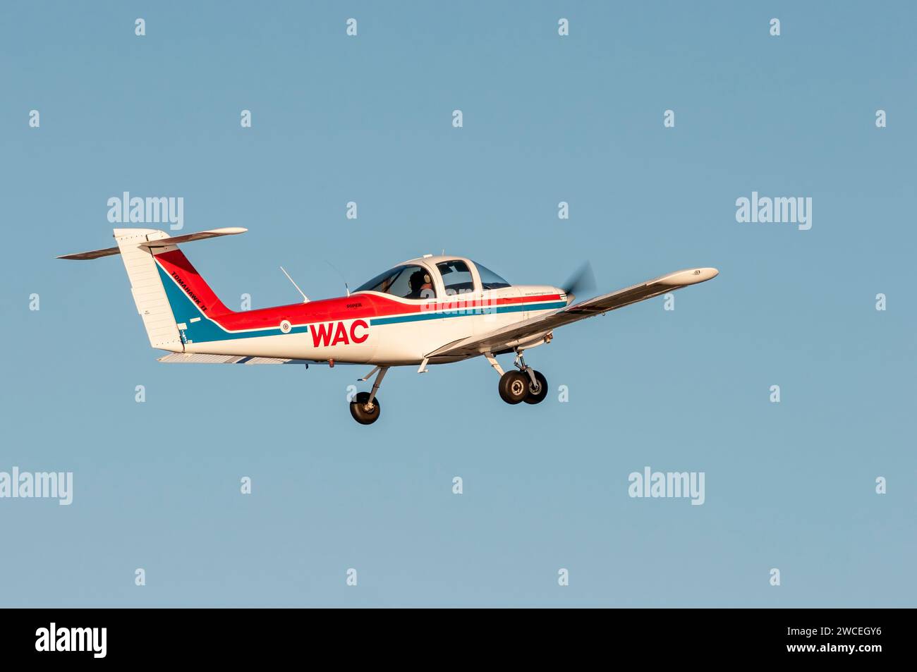 A Piper Tomahawk II having just taken off from Wellington Airport in ...