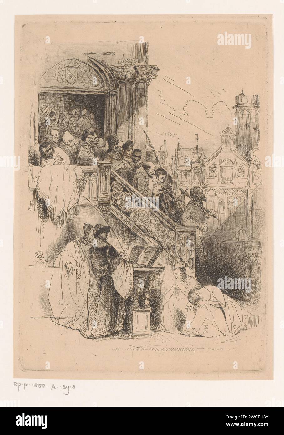 Group of people including a convicted person and the Beul descends a ...