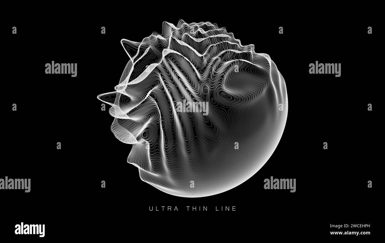 Distorted line spheres. Vector thin line glitch geometry Stock Vector ...