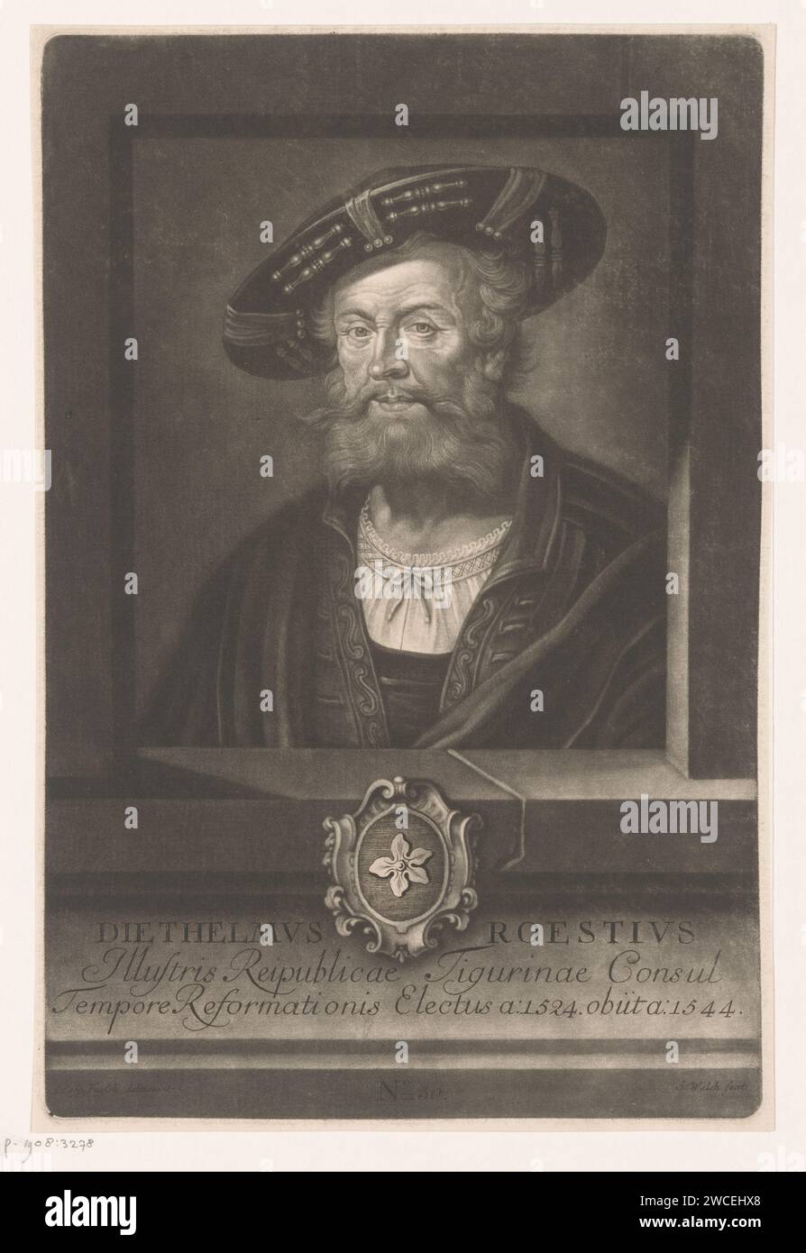 PortraT van Diethelm Röist, Sebastian Walch, after Johann Caspar Füssli ...