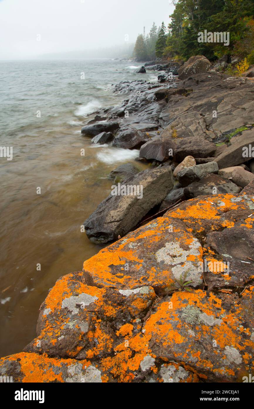 Lake Superior shoreline, Cascade River State Park, Minnesota Stock ...