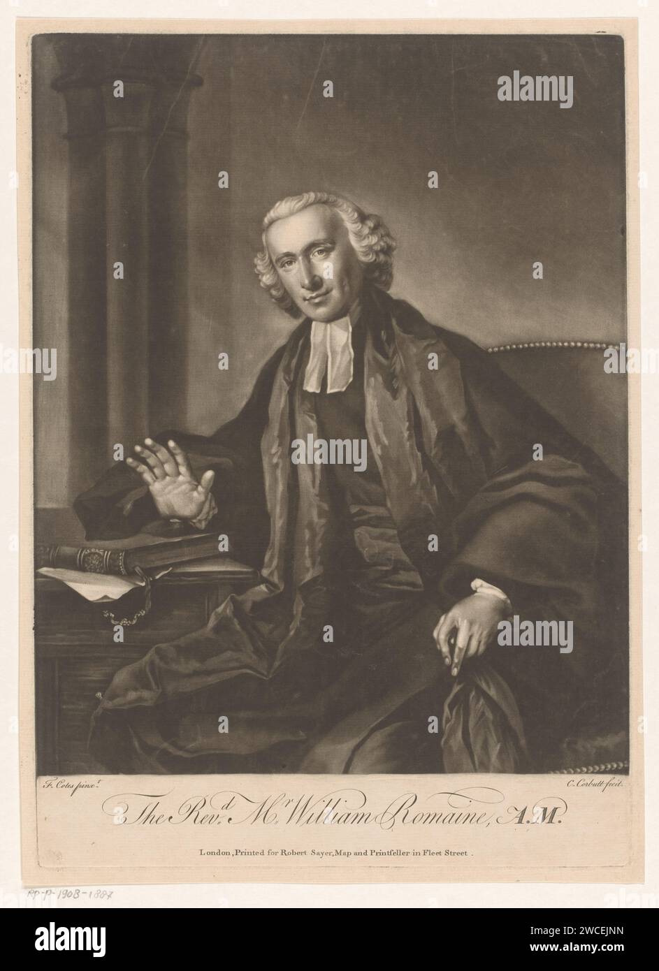Portret van William Romaine, Richard Purcell, after Francis Cotes, 1746 ...