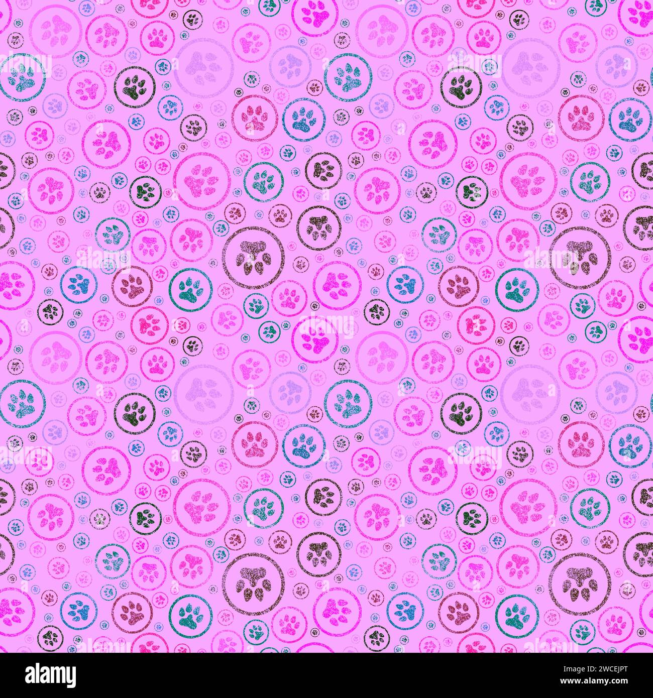 Cartoon animals footprints seamless cat and dog pattern for wrapping ...