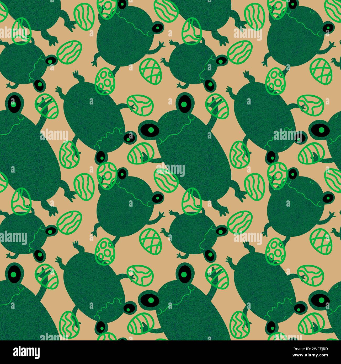 Easter eggs and animals seamless frogs pattern for wrapping paper and ...